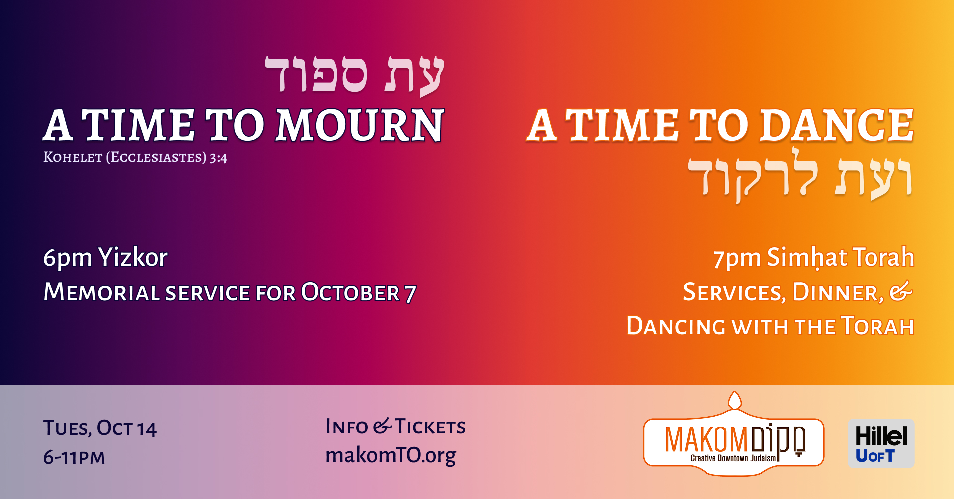 Oct 14: A Time to Mourn and a Time to Dance: Oct 7 Memorial + Simhat ...
